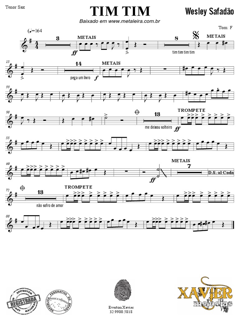 TIM Tim - Saxophone Sheet Music | PDF