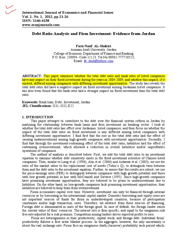 ''1''faris Nasif AL-Shubiri (2012) | PDF | Investing | Debt
