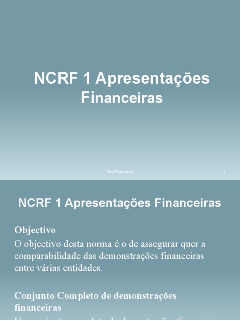 NCRF 1 Apresentações Financeiras | PDF | Fluxo de caixa | Empréstimos