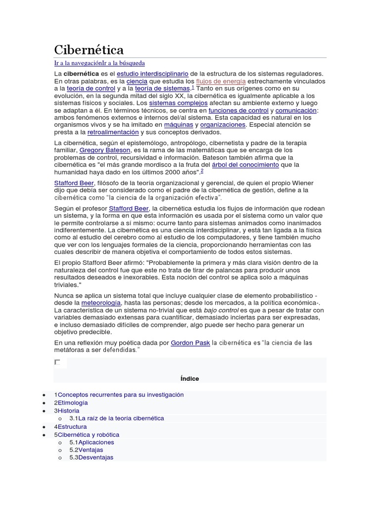 Cibernética | PDF | Cibernética | Ciencia cognitiva