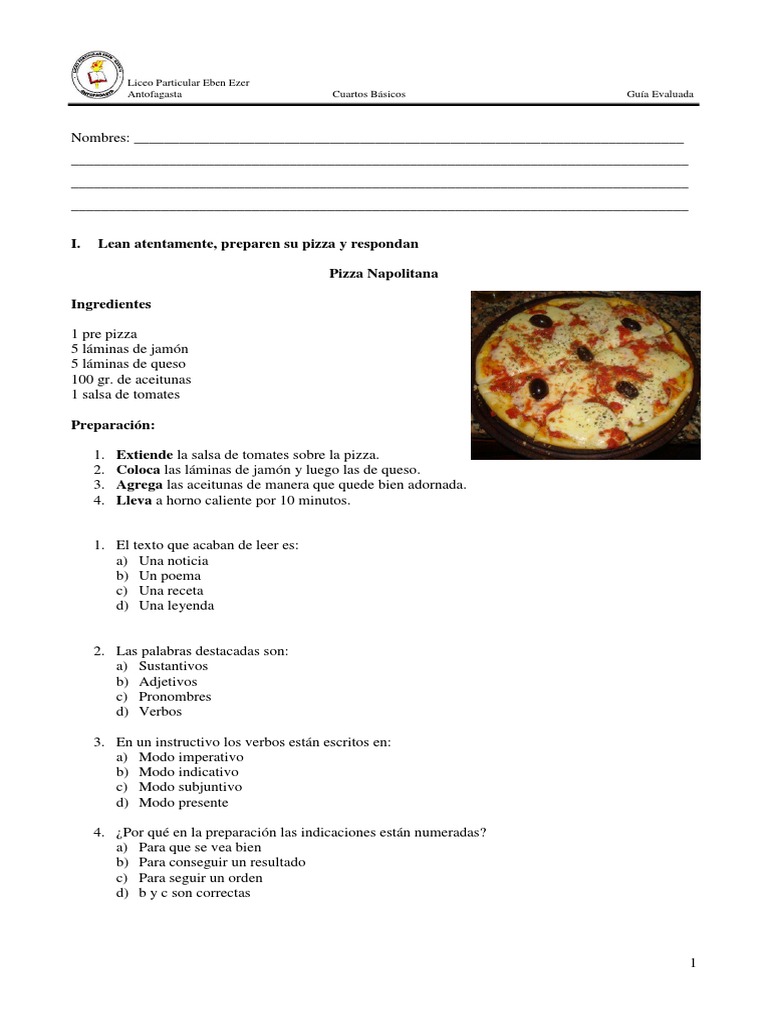 Instructivo Pizza | PDF