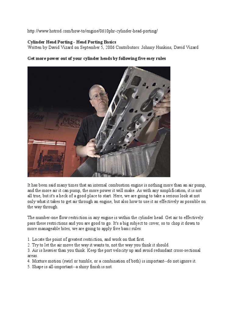 Vizard Head Porting Basic Theory | PDF | Internal Combustion Engine ...