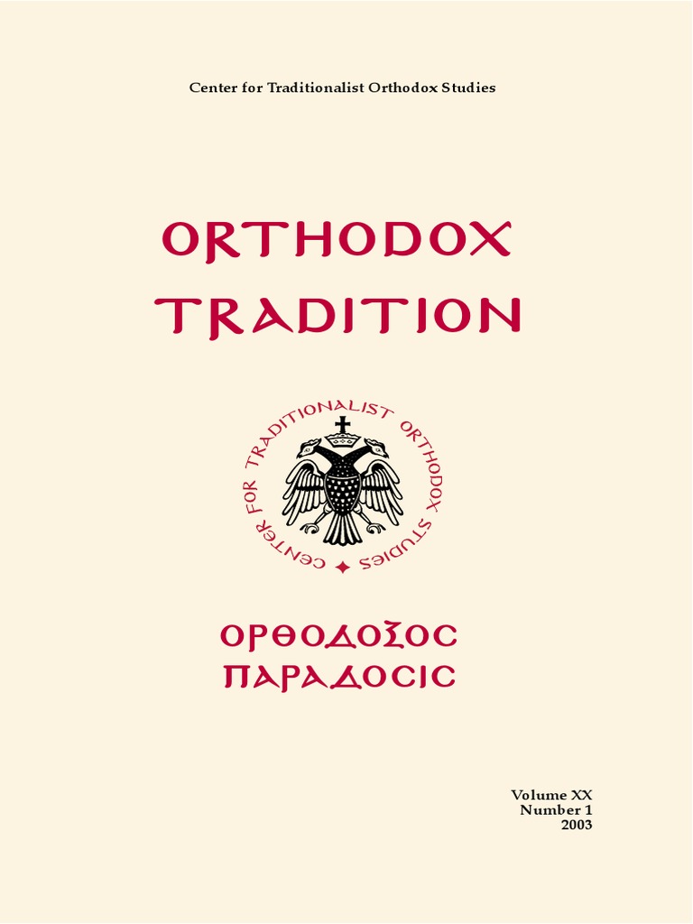 Orthodox Tradition Magazine No. 1/2003 | PDF | Eastern Orthodox Church ...