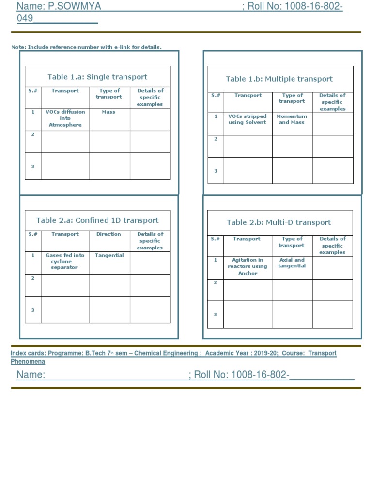 Table 1.a: Single Transport Table 1.b: Multiple Transport | PDF ...