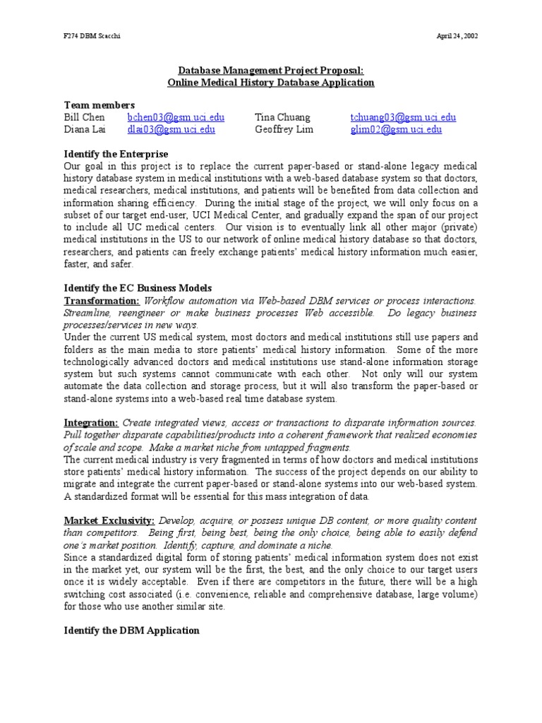 Online Medical Proposal | PDF | Databases | Computer Security