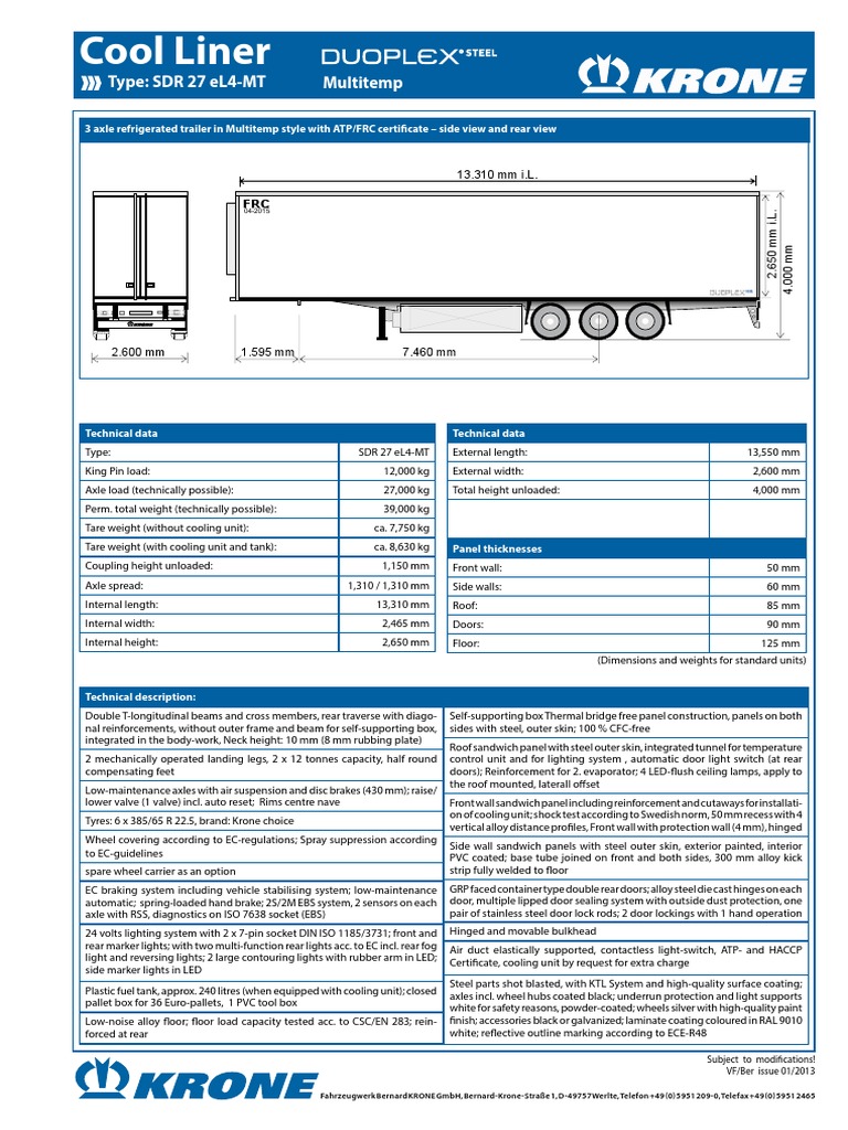 Krone Trailers | PDF | Door | Axle