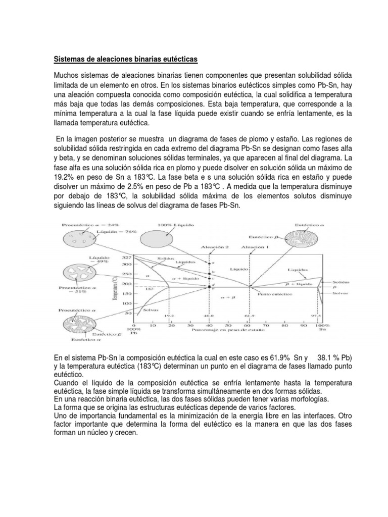Sistemas de Aleaciones Eutécticas Binarias | PDF | Fase (materia) | Estaño