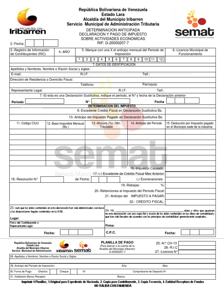 Planilla para Pagar Patente PDF | PDF | Impuestos | Gobierno