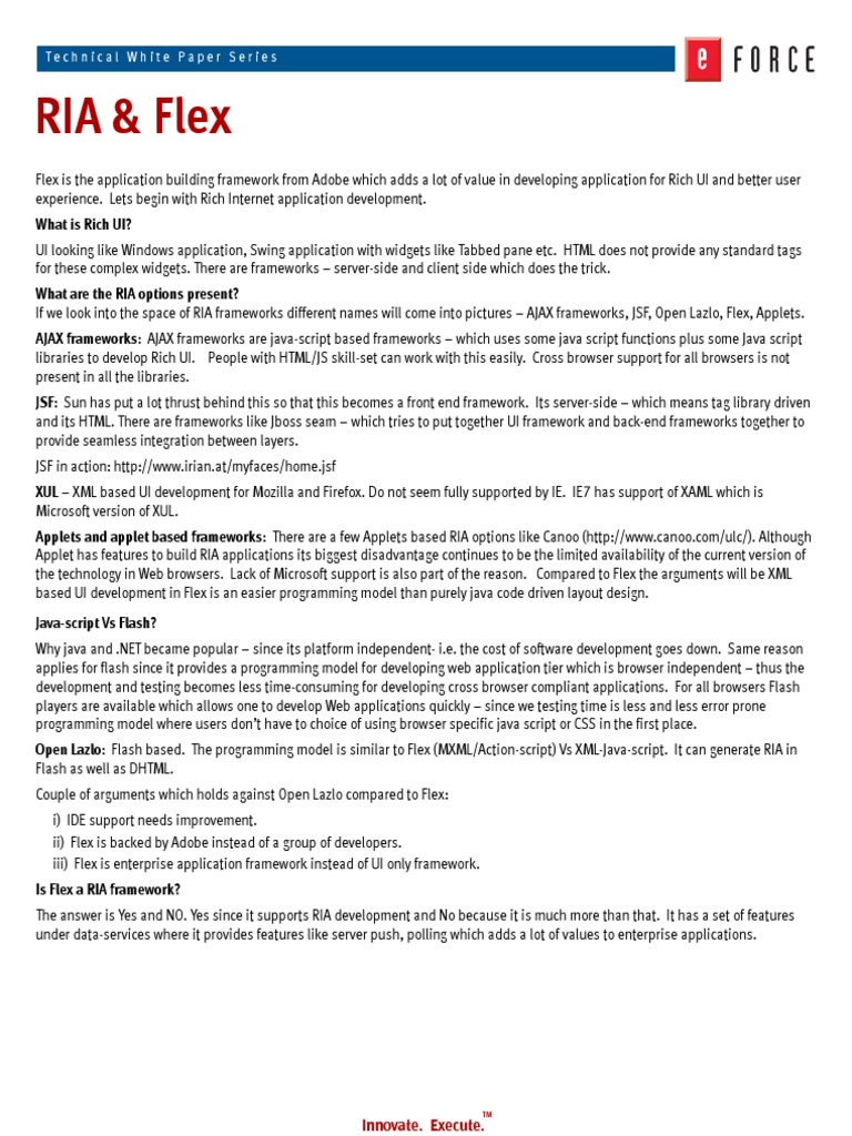 RIA & Flex: Technical White Paper Series | PDF | Apache Flex | Adobe Flash