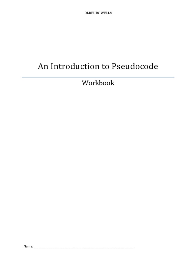 An Introduction To Pseudocode Workbook Pdf Algorithms Subroutine