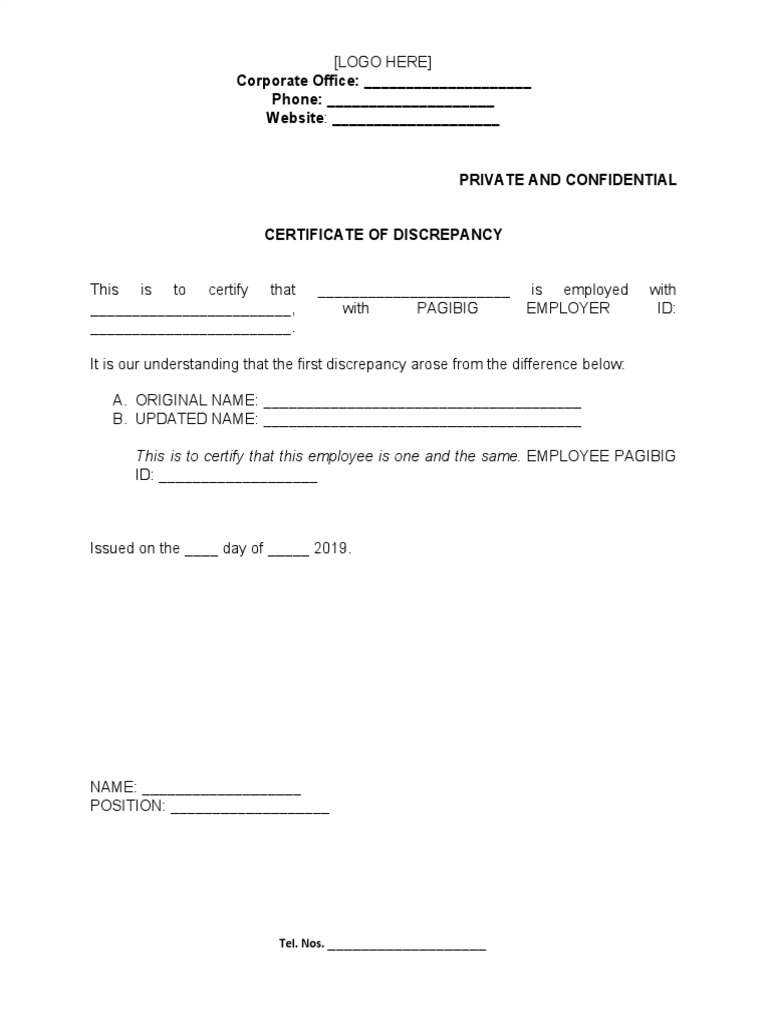 Certificate of Discrepancy For Scribd PDF | PDF