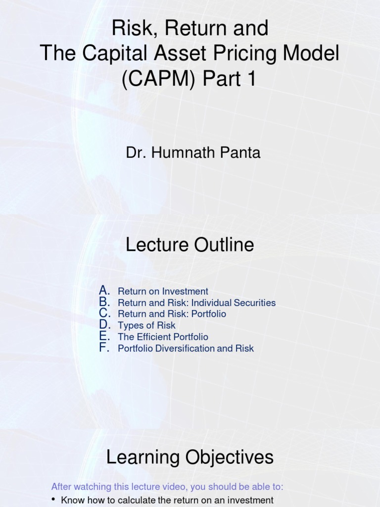 Risk Return and The Capital Asset Pricin PDF | PDF | Diversification ...