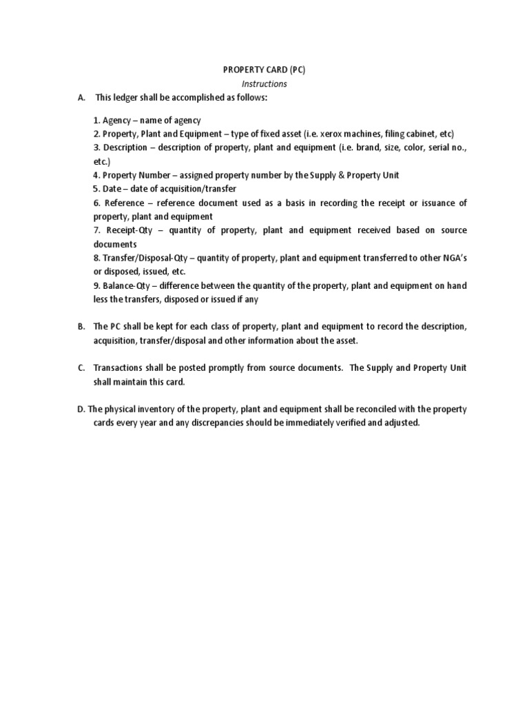 Property Card Instruction | PDF | Law | Technology & Engineering