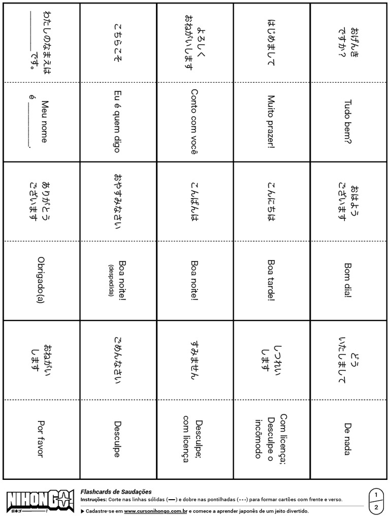 NihonGO - Flashcards de Saudações
