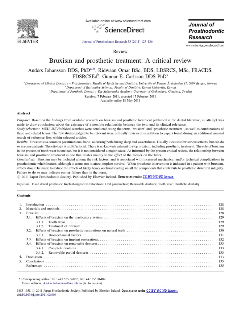 Bruxism and Prostho Treatment | PDF | Dental Implant | Dentures Bruxism and Prostho Treatment | PDF | Dental Implant | Dentures