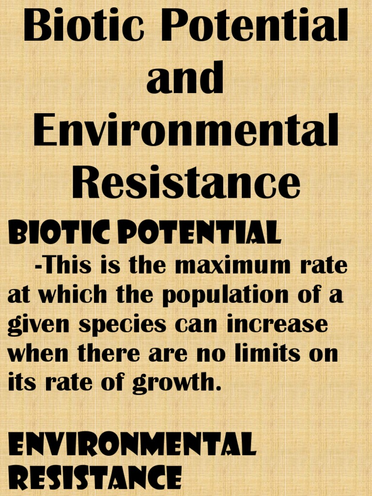Biotic Potential and Environmental Resistance | PDF