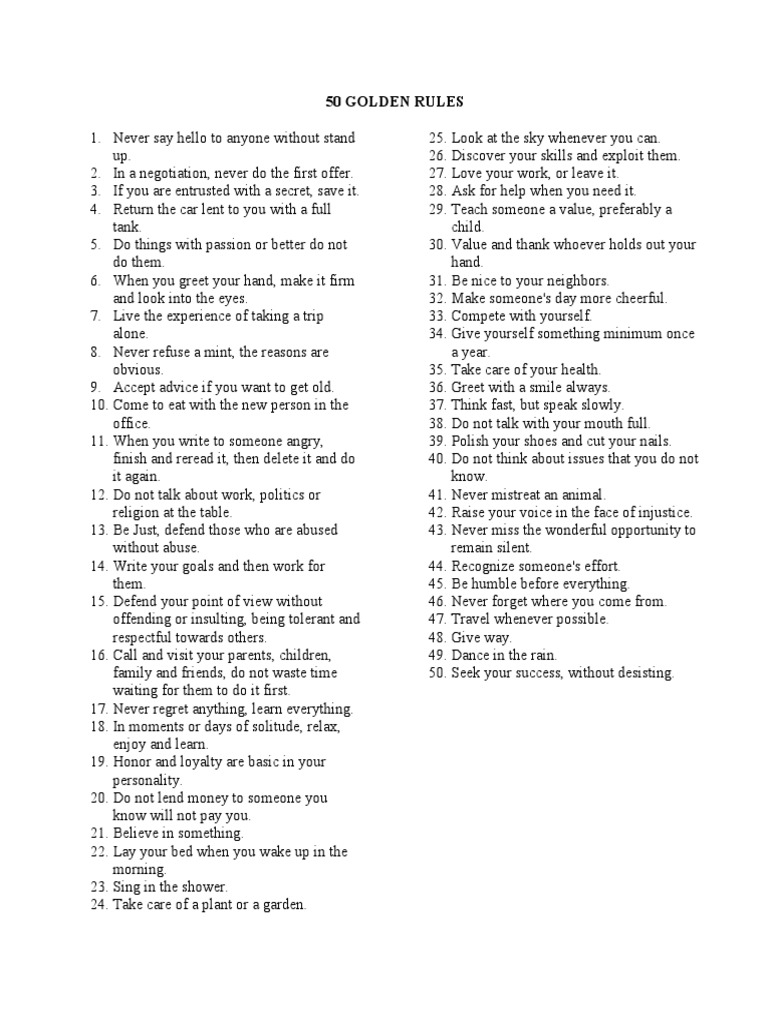 50 Golden Rules | PDF