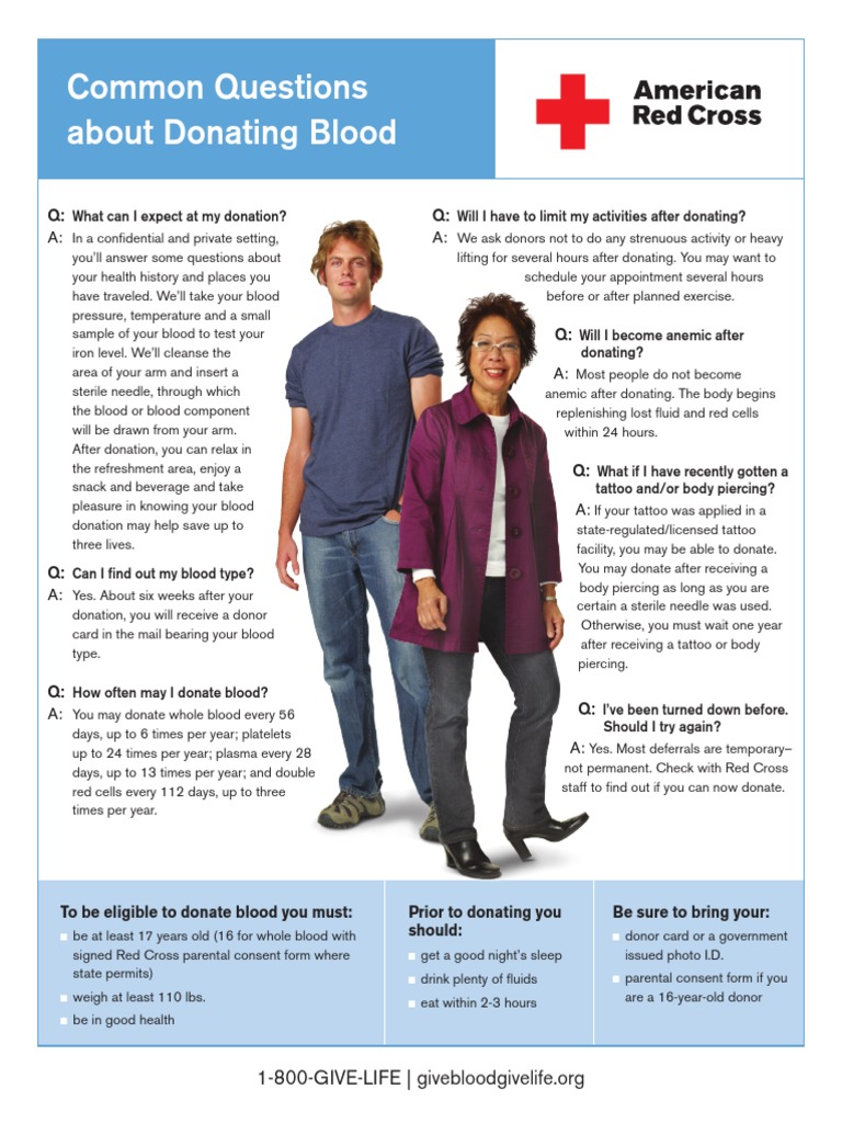 Common Questions About Donating Blood: Q: A: Q: A | PDF | Blood ...