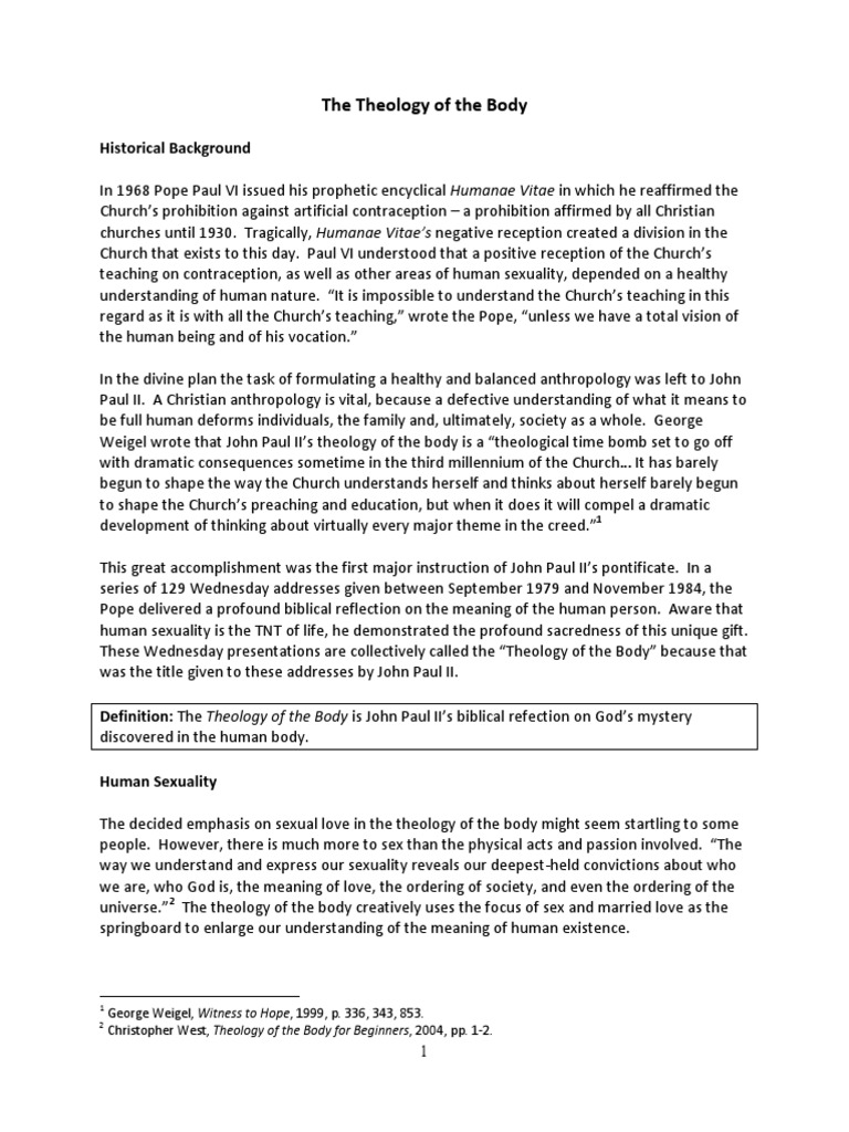 The Theology of The Body | PDF | Trinity | Adam And Eve