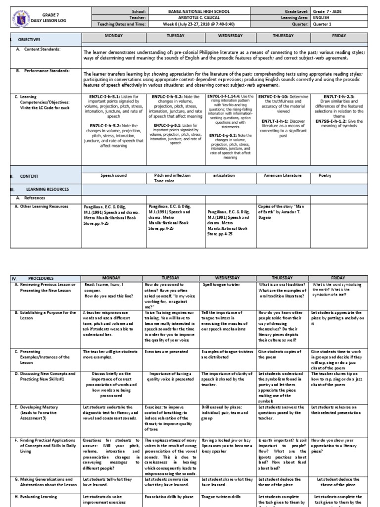 Grade 7 Week 8 Q1 | PDF | Cognitive Science | Human Voice