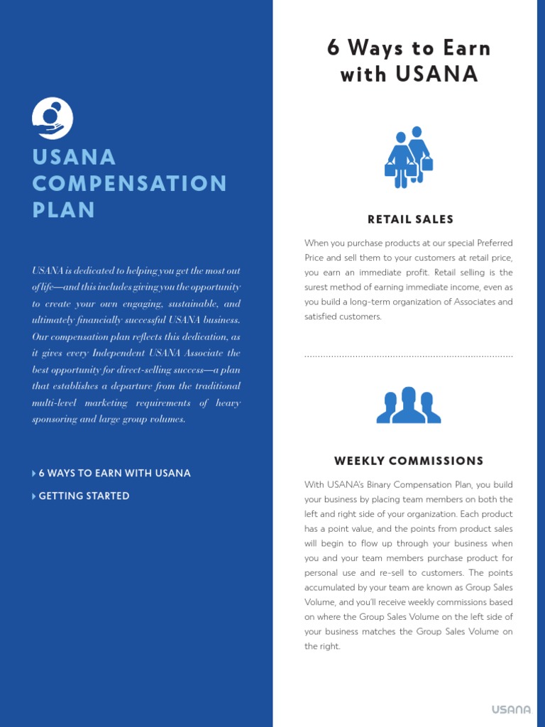 Usana Compensation Plan: 6 Ways To Earn With USANA | PDF | Multi Level ...