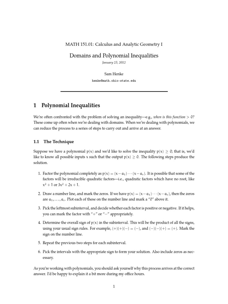 Domains and Polynomial Inequalities | PDF | Factorization | Function (Mathematics)
