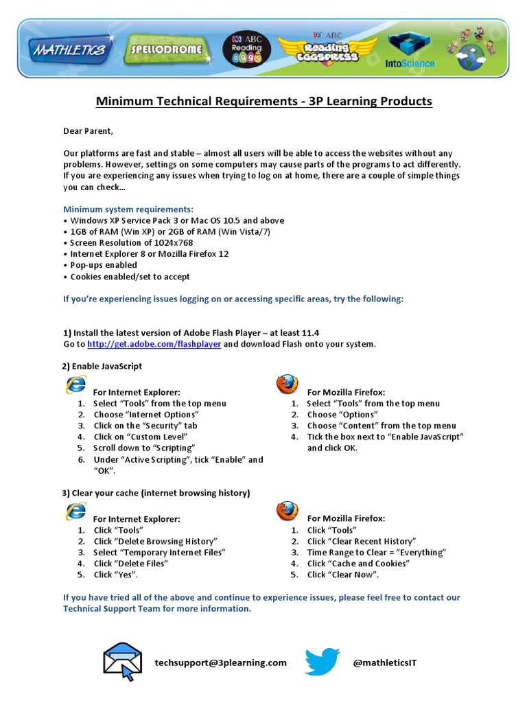 Minimum Technical Requirements - 3P Learning Products | PDF | Adobe ...