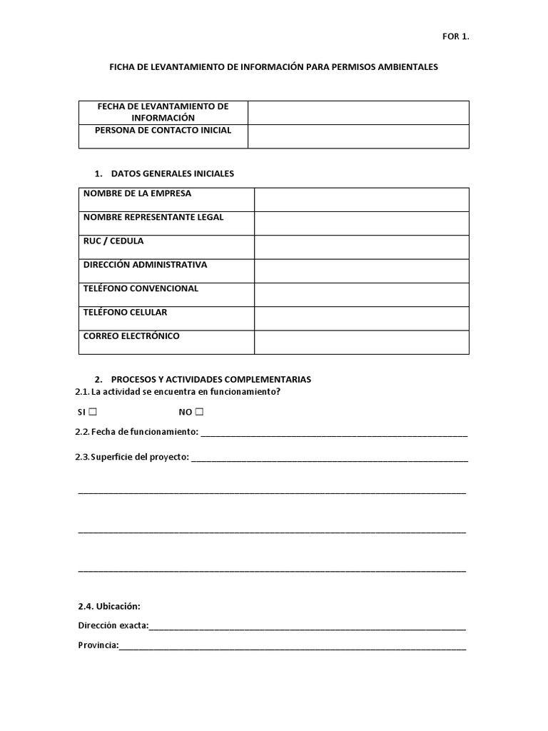 Ficha Levantamiento Información | PDF | Naturaleza
