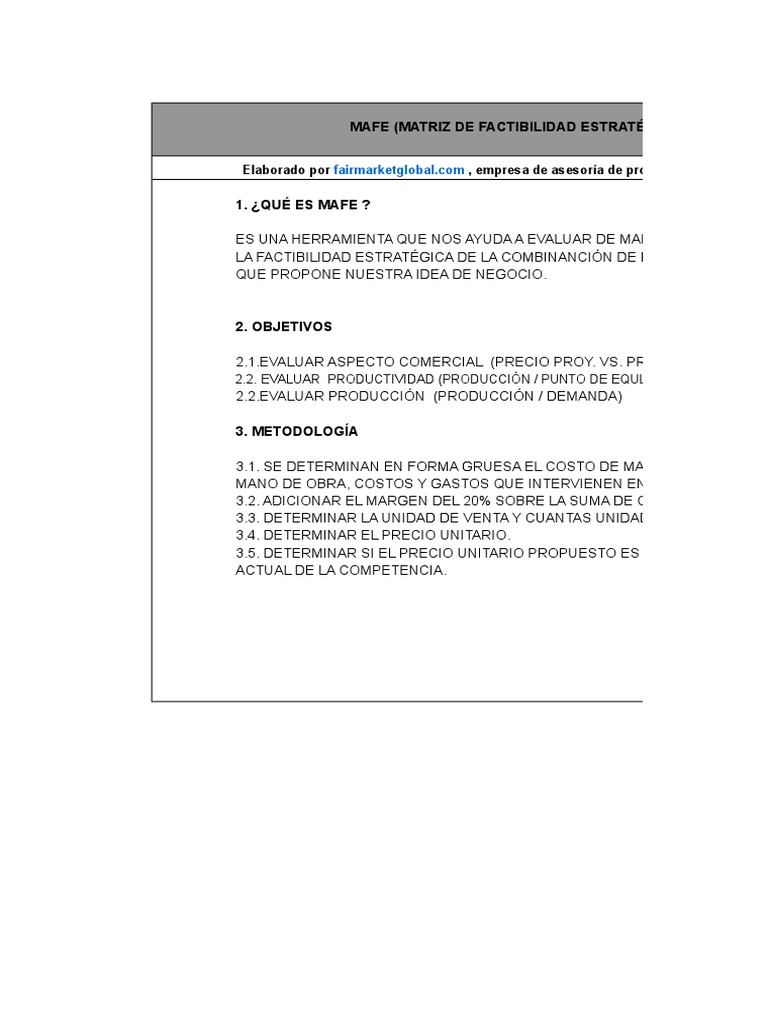 Herramienta N°01 MAFE Matriz de Factibilidad Estratégica | PDF ...