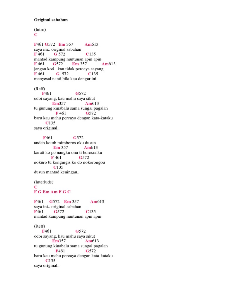 Original Sabahan (Numbering Chord) | PDF