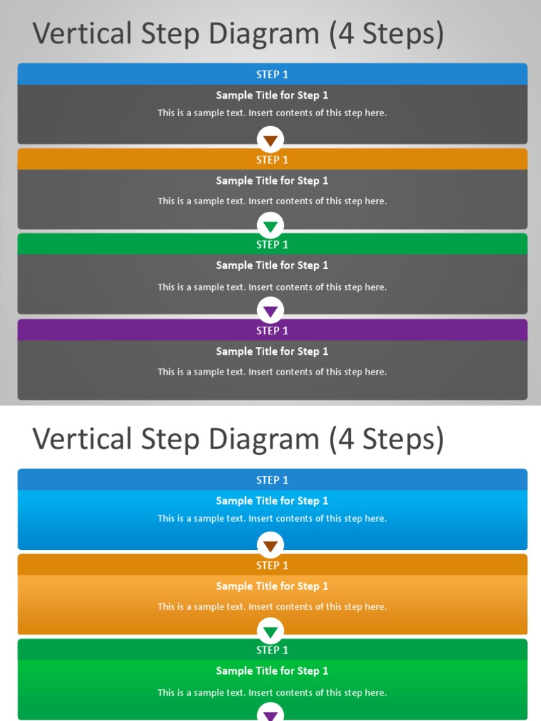Vertical Step Diagram (4 Steps) : Sample Title For Step 1 | PDF