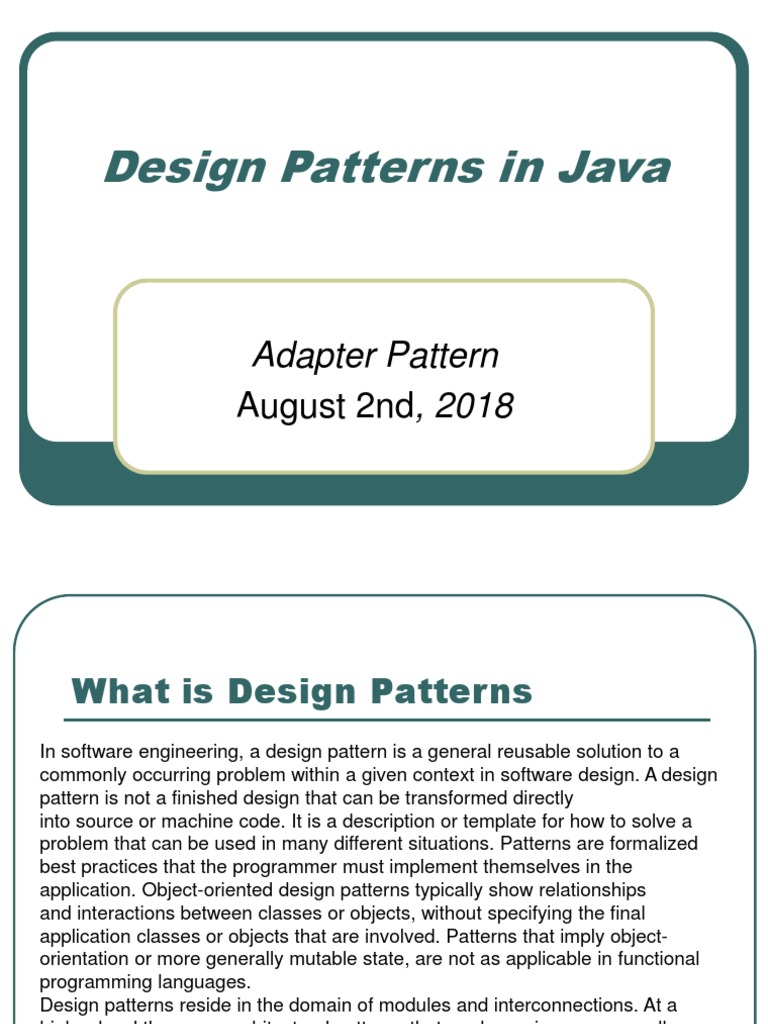 Adapter Design Patterns Pdf Software Design Pattern Object Oriented Programming 