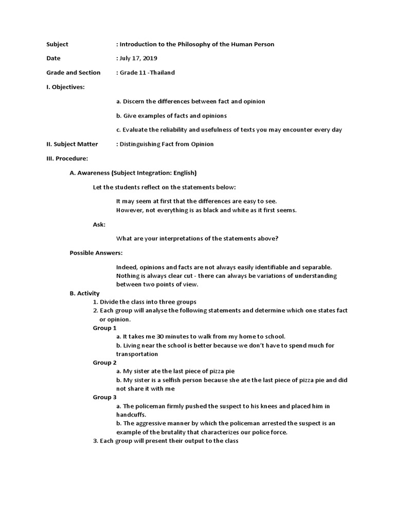 Philosophy lessON Plan July | PDF