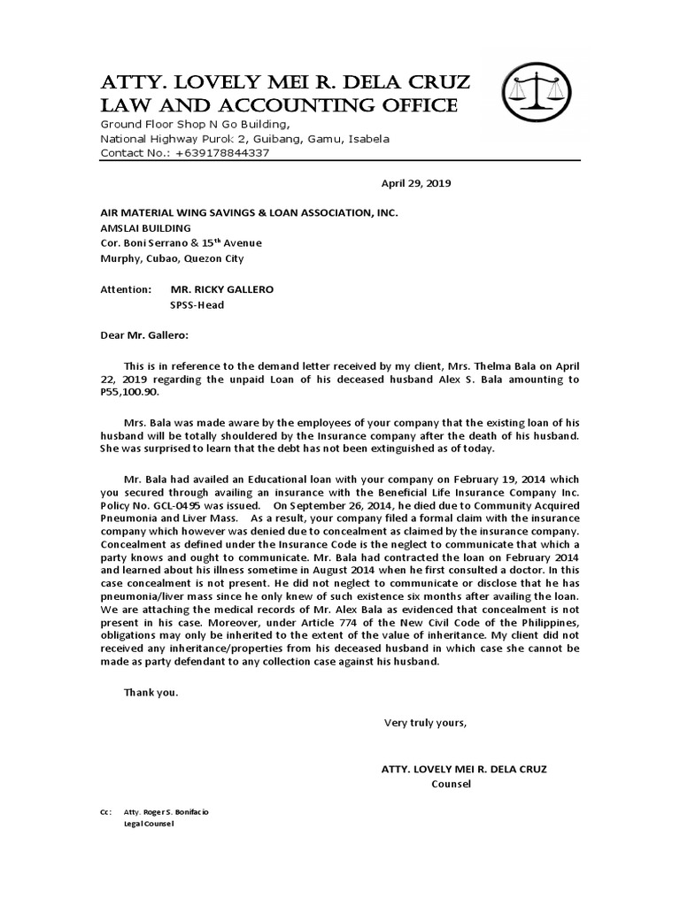 Letter To AMSLAI | PDF | Insurance | Social Institutions