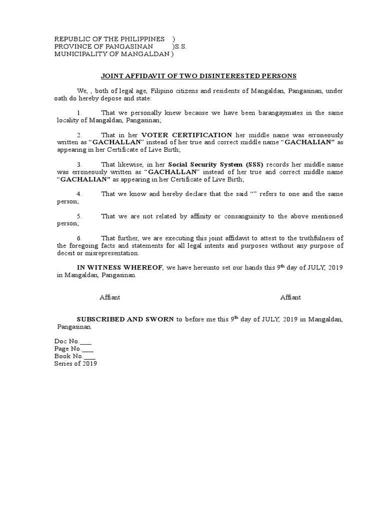 Affidavit of 2 Interested Person | PDF
