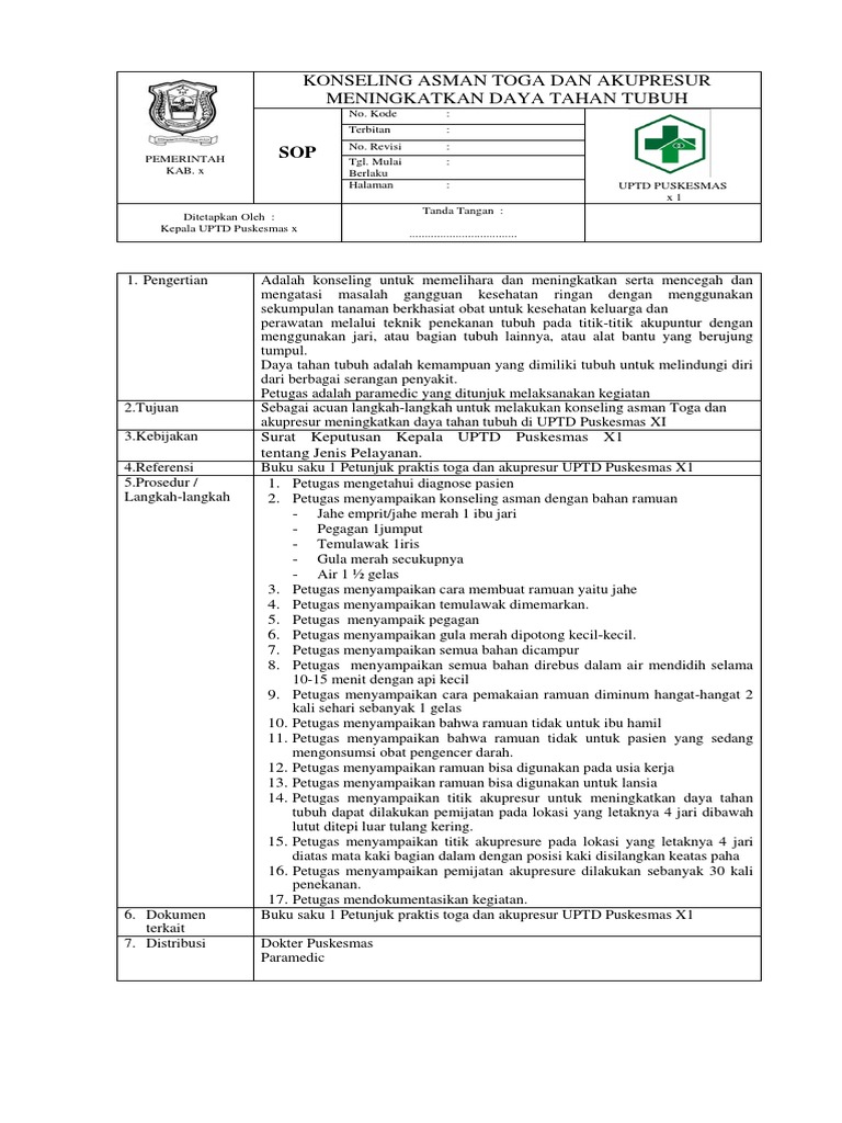 SOP Konsl Asman Daya Tahan Tubuh | PDF | Kesehatan Holistik