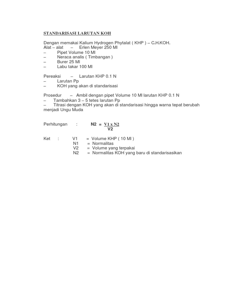 Standarisasi Larutan Koh | PDF | Sains & Matematika