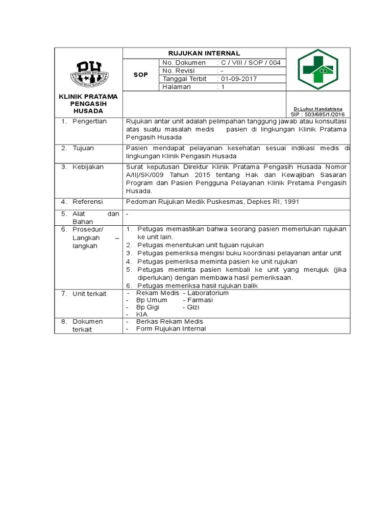 Sop Rujukan Intrnal | PDF