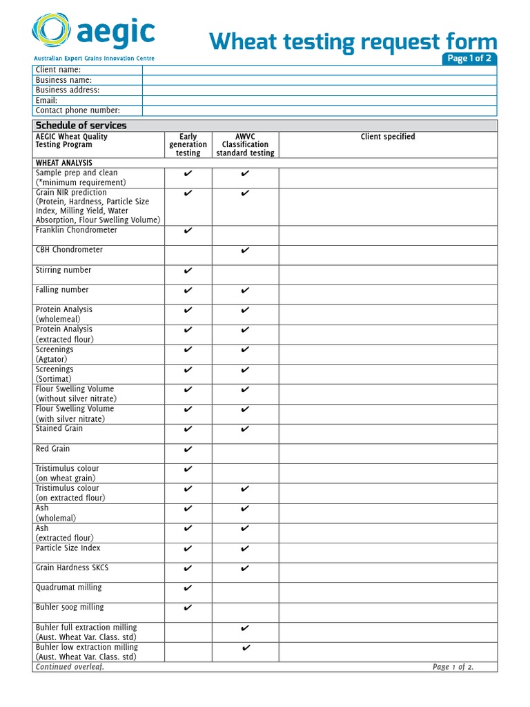 Wheat Quality Testing Request: Comprehensive Analysis and ...