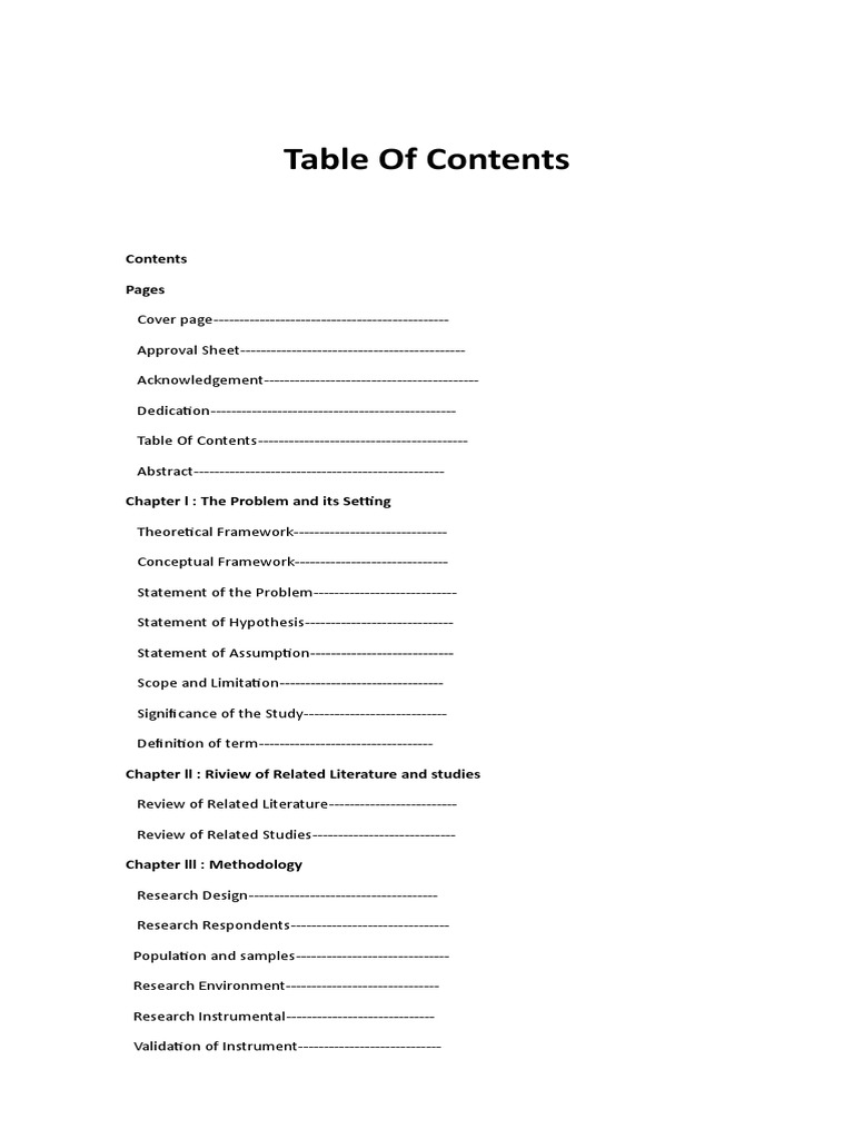 Table of Conten | PDF | Inquiry | Methodology