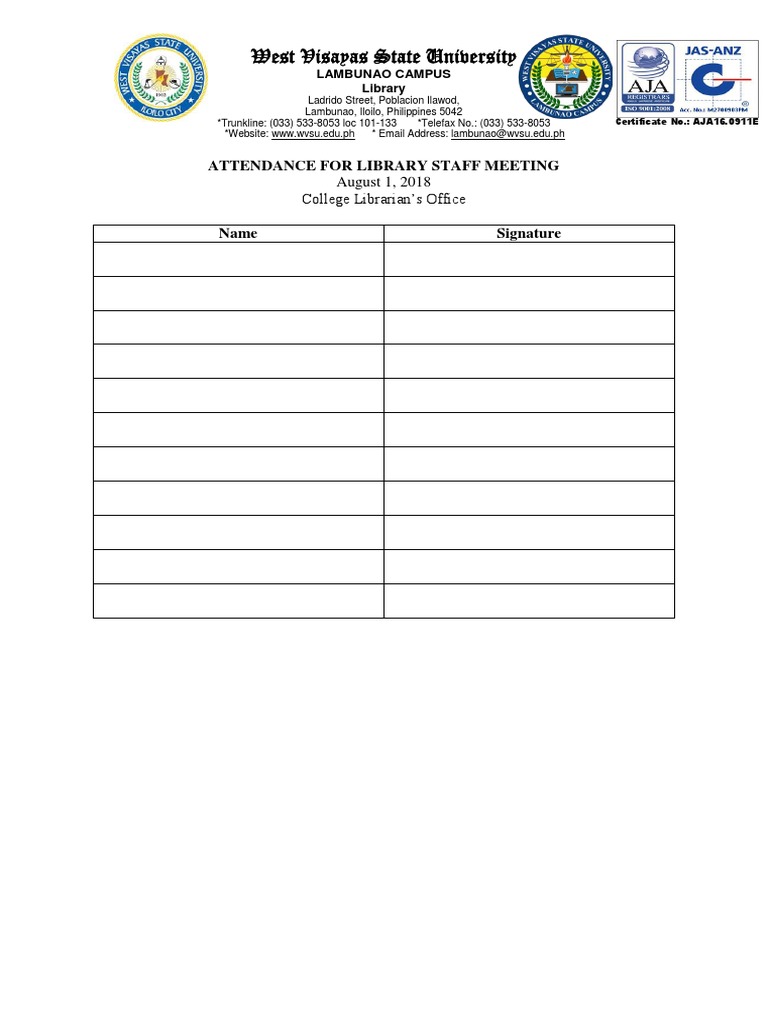 Library Attendance Meeting | PDF