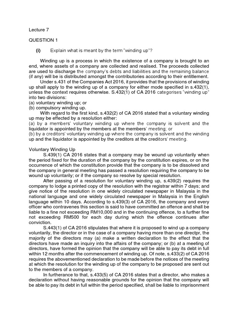 Winding UP | PDF | Liquidation | Bankruptcy