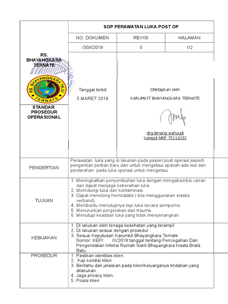 Sop Perawatan Luka Post Op | PDF