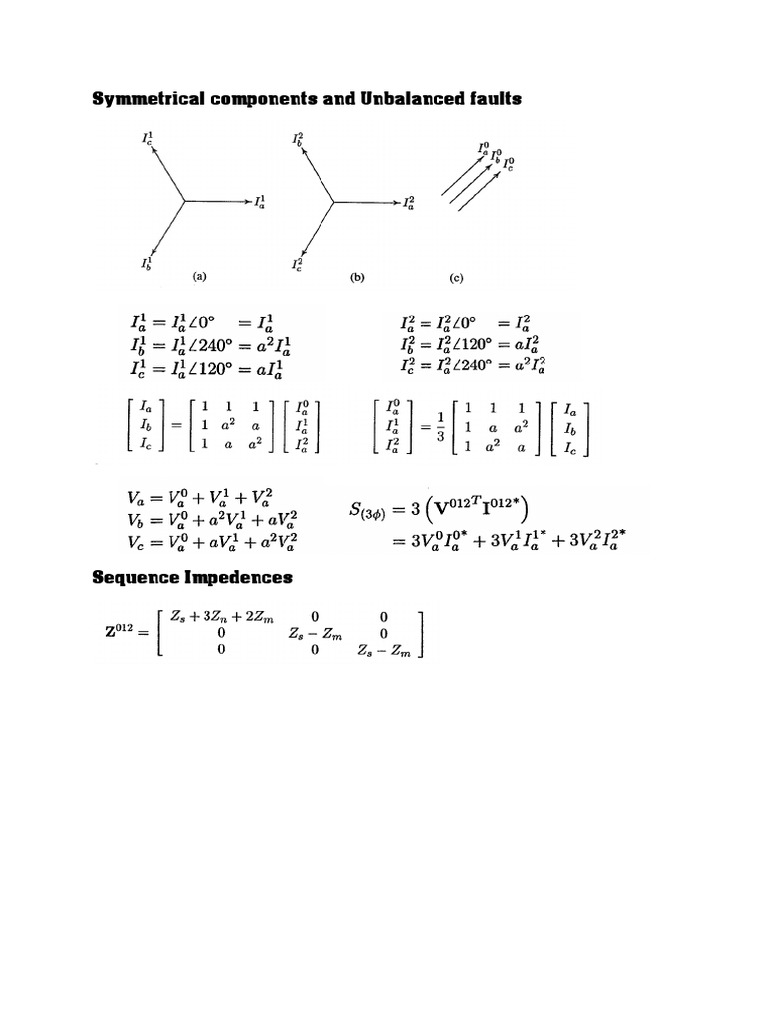 Symmetrical Components and Unbalanced Faults | PDF
