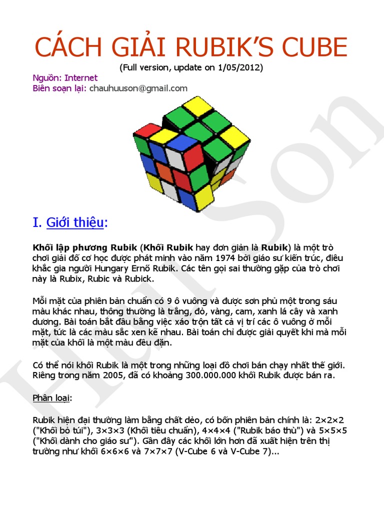 Cach Giai Rubik 2x2x2, 3x3x3, 4x4x4, 5x5x5, Pyraminx PDF | PDF