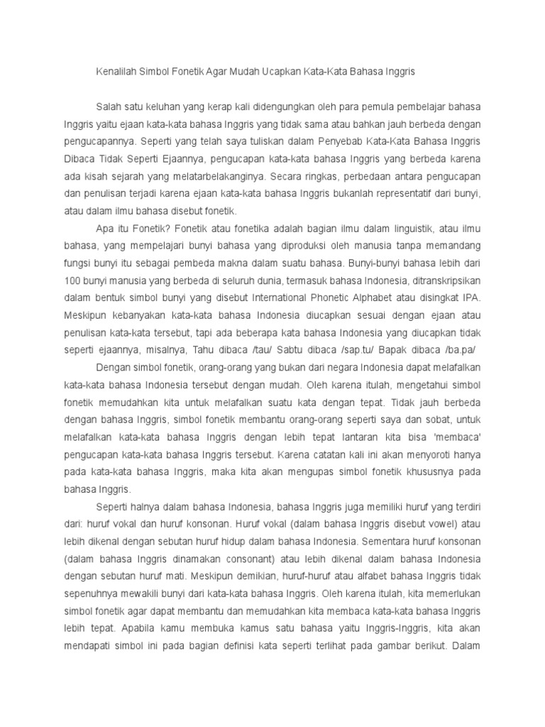 Kenalilah Simbol Fonetik Agar Mudah Ucapkan Kata | PDF | Seni ...