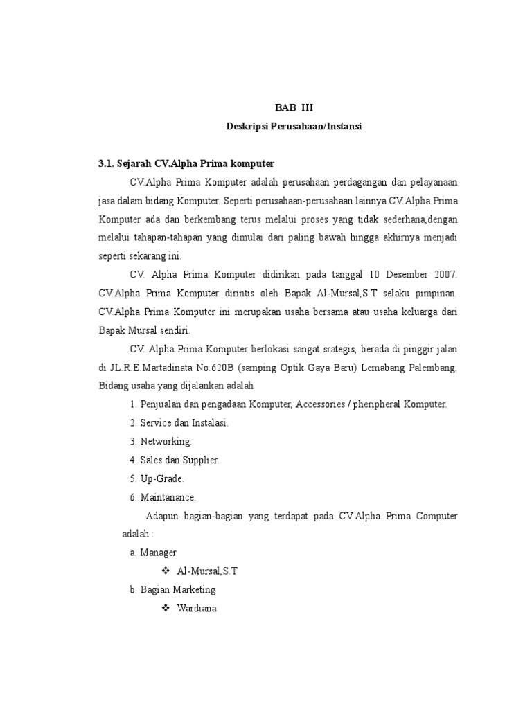 Sejarah Alpha Prima Komputer | PDF | Karier & Perkembangan | Bisnis