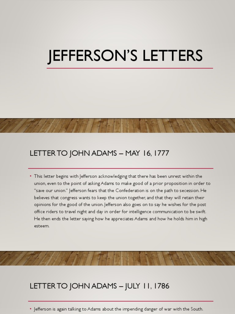 Jefferson Letters | PDF | Thomas Jefferson | John Adams