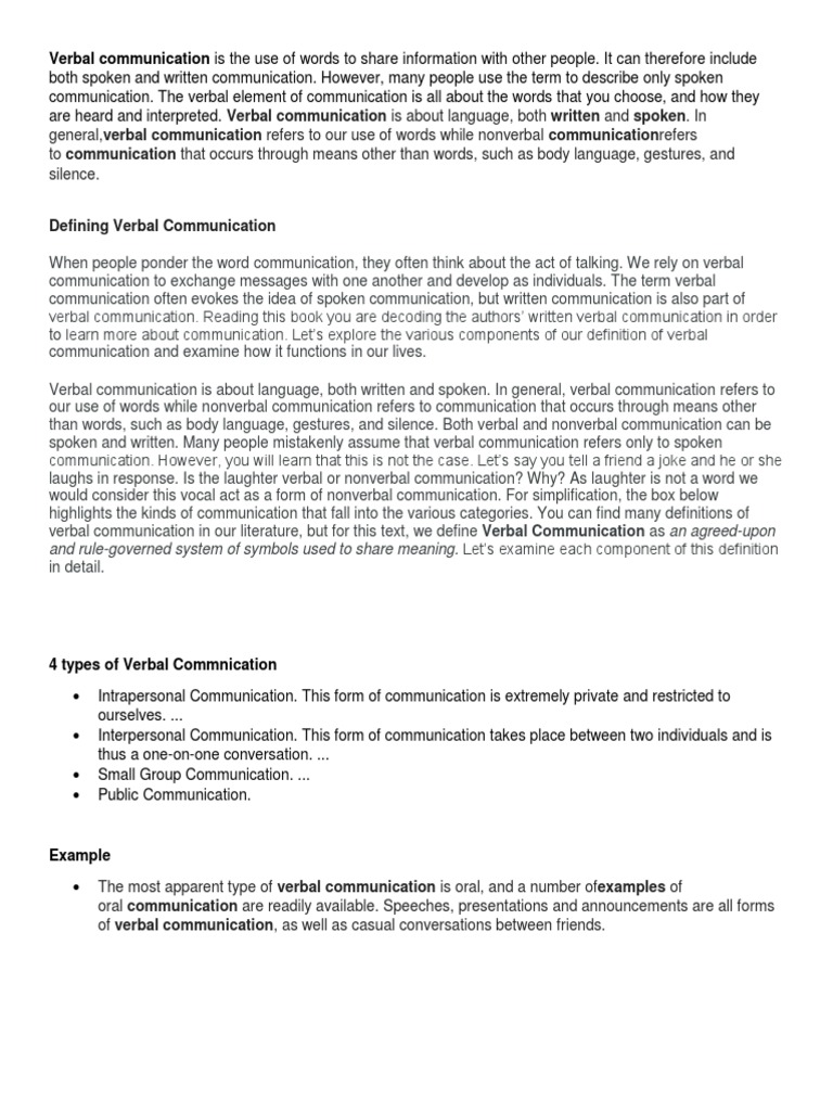 Understanding Verbal Communication | PDF | Nonverbal Communication ...