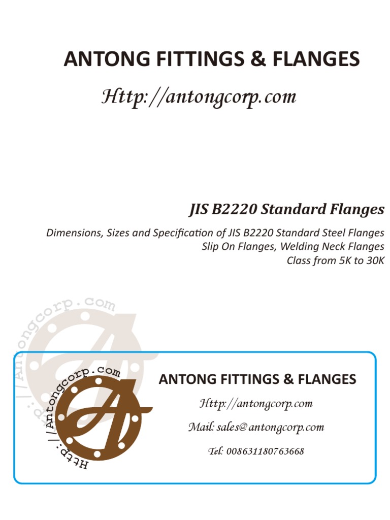 Dimensions, Sizes and Specification of JIS B2220 Standard Steel Flanges ...